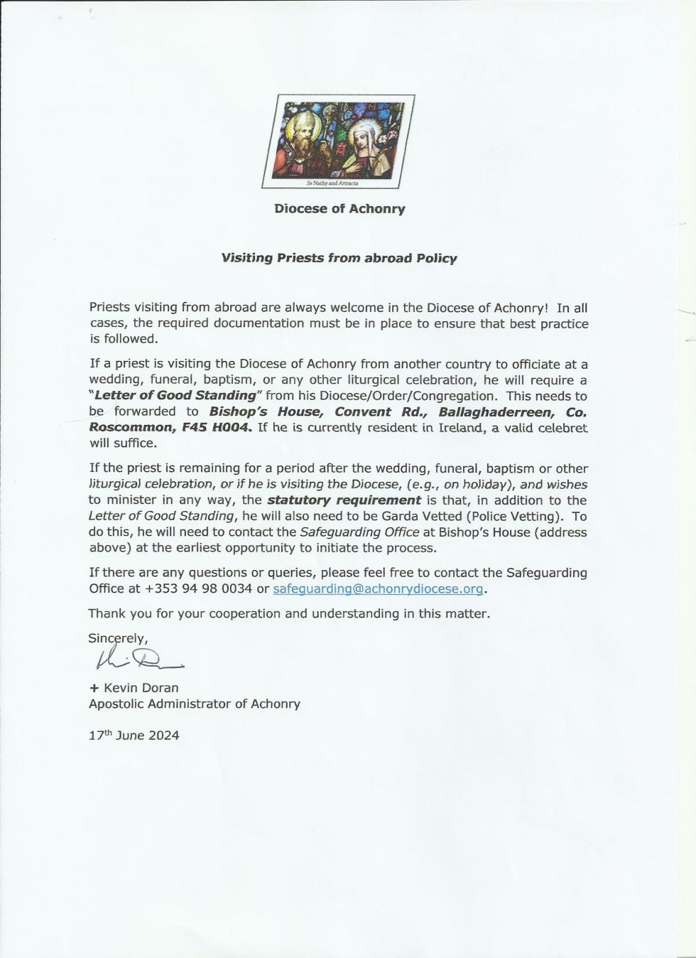 Visiting Priests | Diocese of Achonry